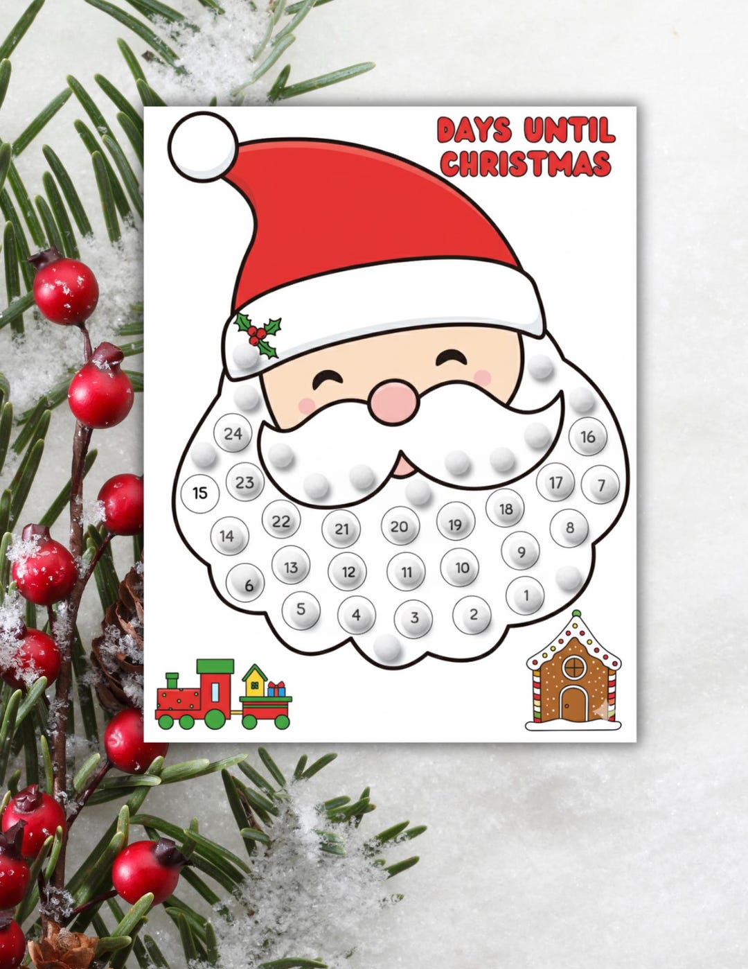 Santa Advent Calendar,printable Holiday Countdown,santa Coloring ...
