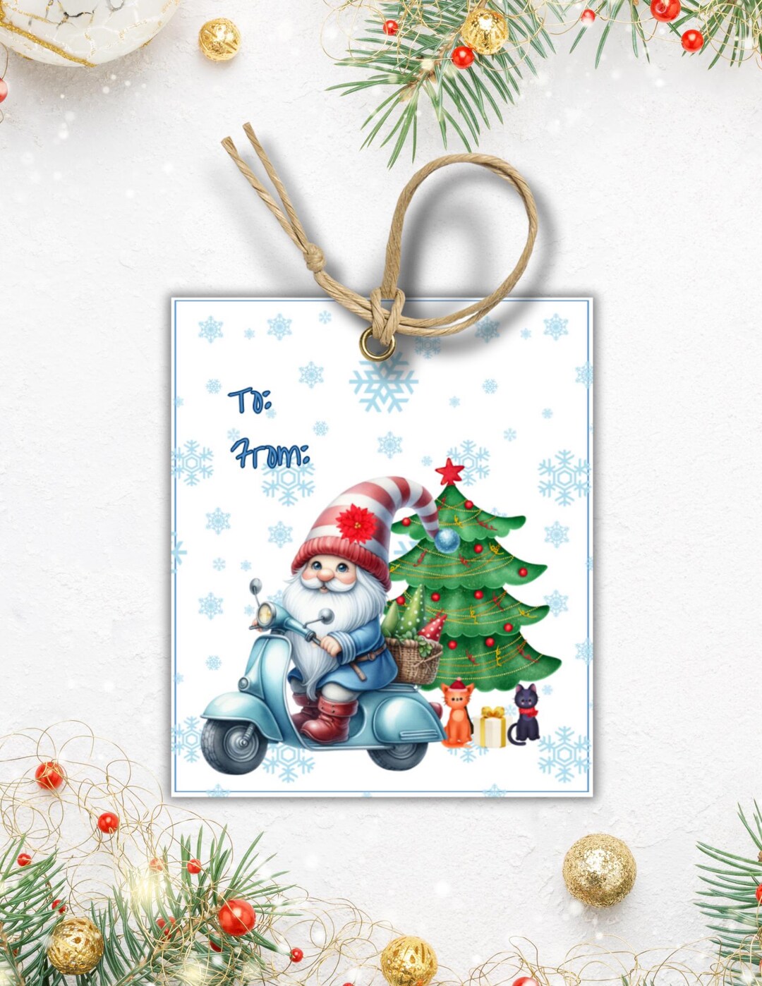 Printable Gnome Tag,christmas Gnome Holiday Present Tag,gnome Themed ...