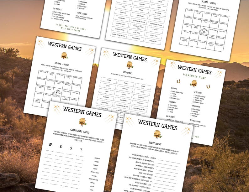Western Party Games Bundle: Cowboy Birthday Trivia Cowboy Games ...
