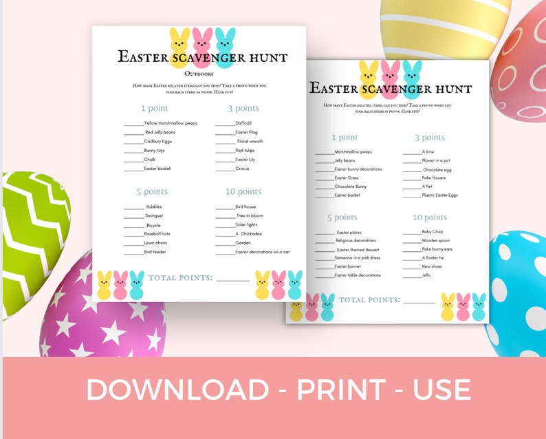 Easter Fun: Printable Scavenger Hunt Activity Set - Etsy