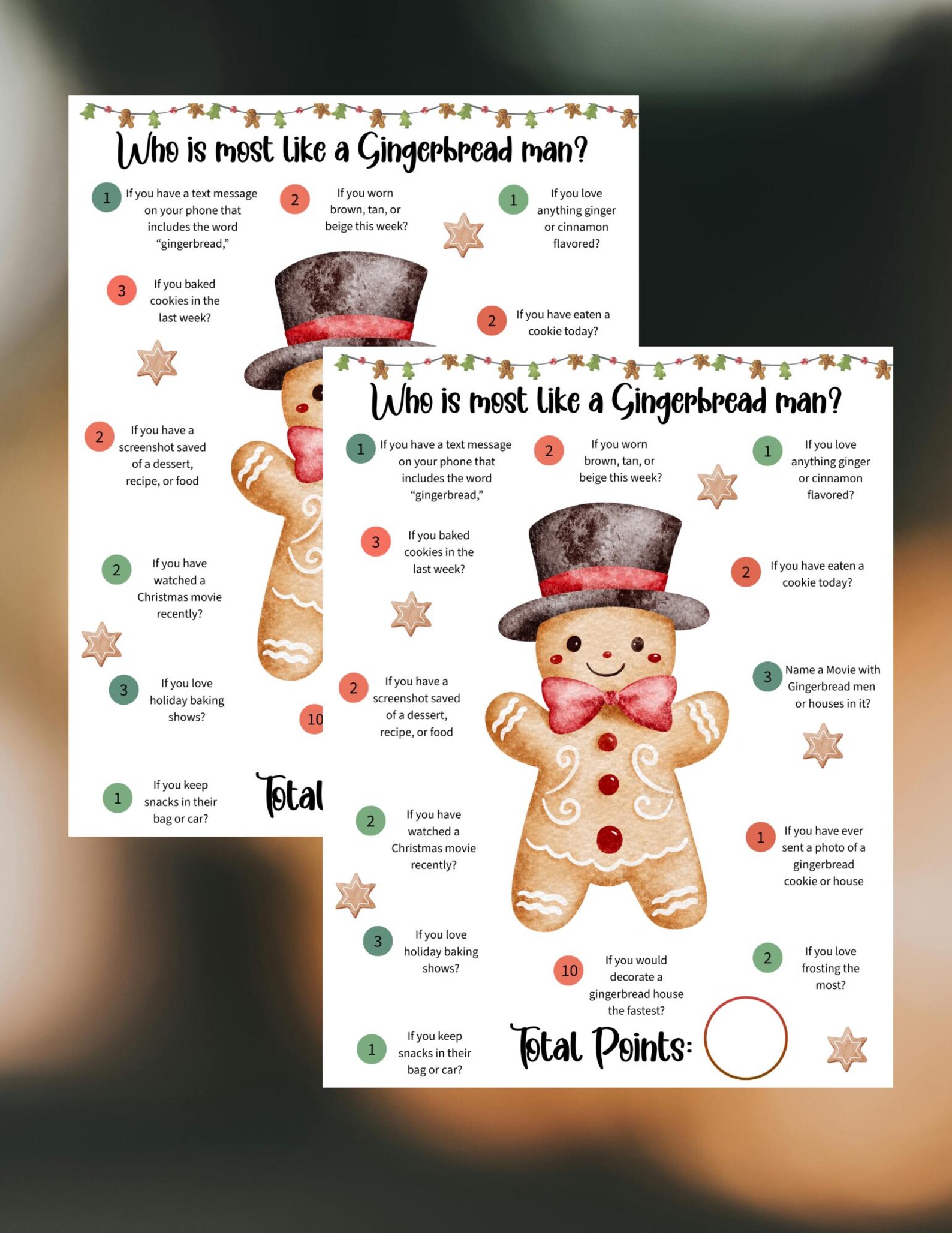 Who is Most Like a Gingerbread Man? Gingerbread Printable Game Kids ...