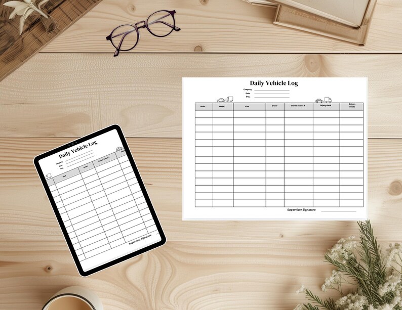 Printable Company Vehicle Log,fleet Management Tracker, Vehicle ...