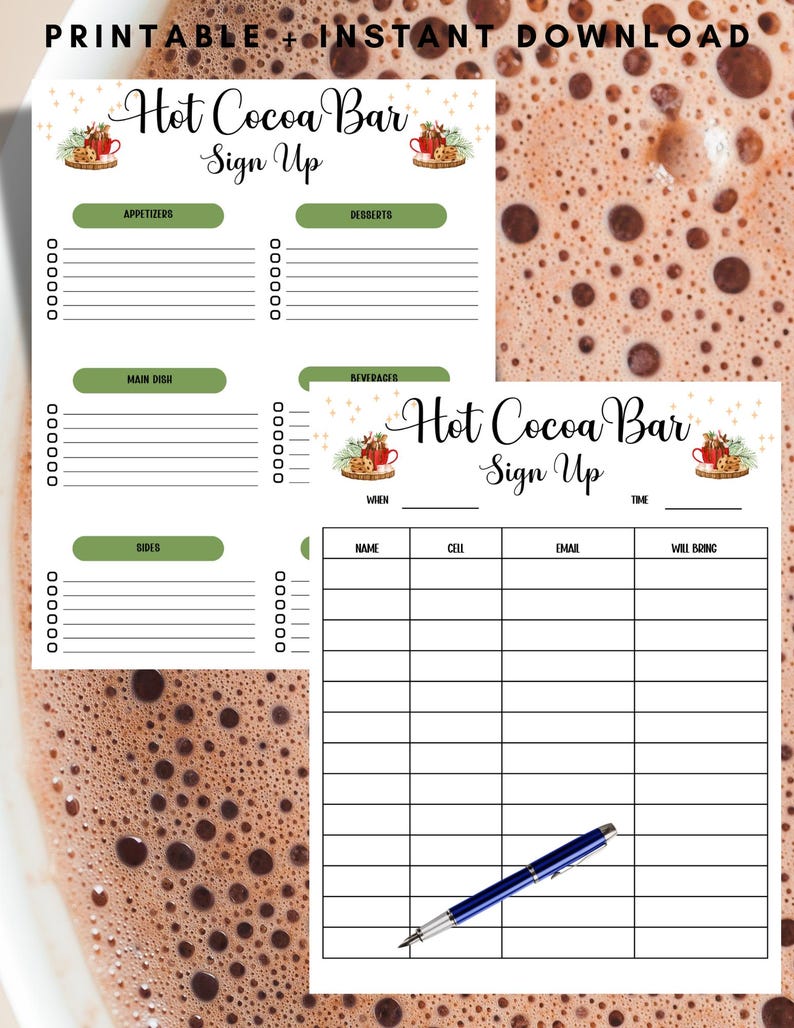 Hot Cocoa Bar Kit,printable Hot Chocolate Party, Ultimate Hot Cocoa Bar ...
