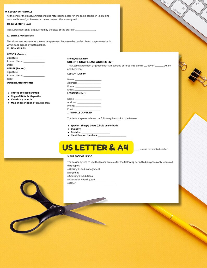 Printable Sheep/goat Rental Agreement Template,landlord-tenant Sheep ...