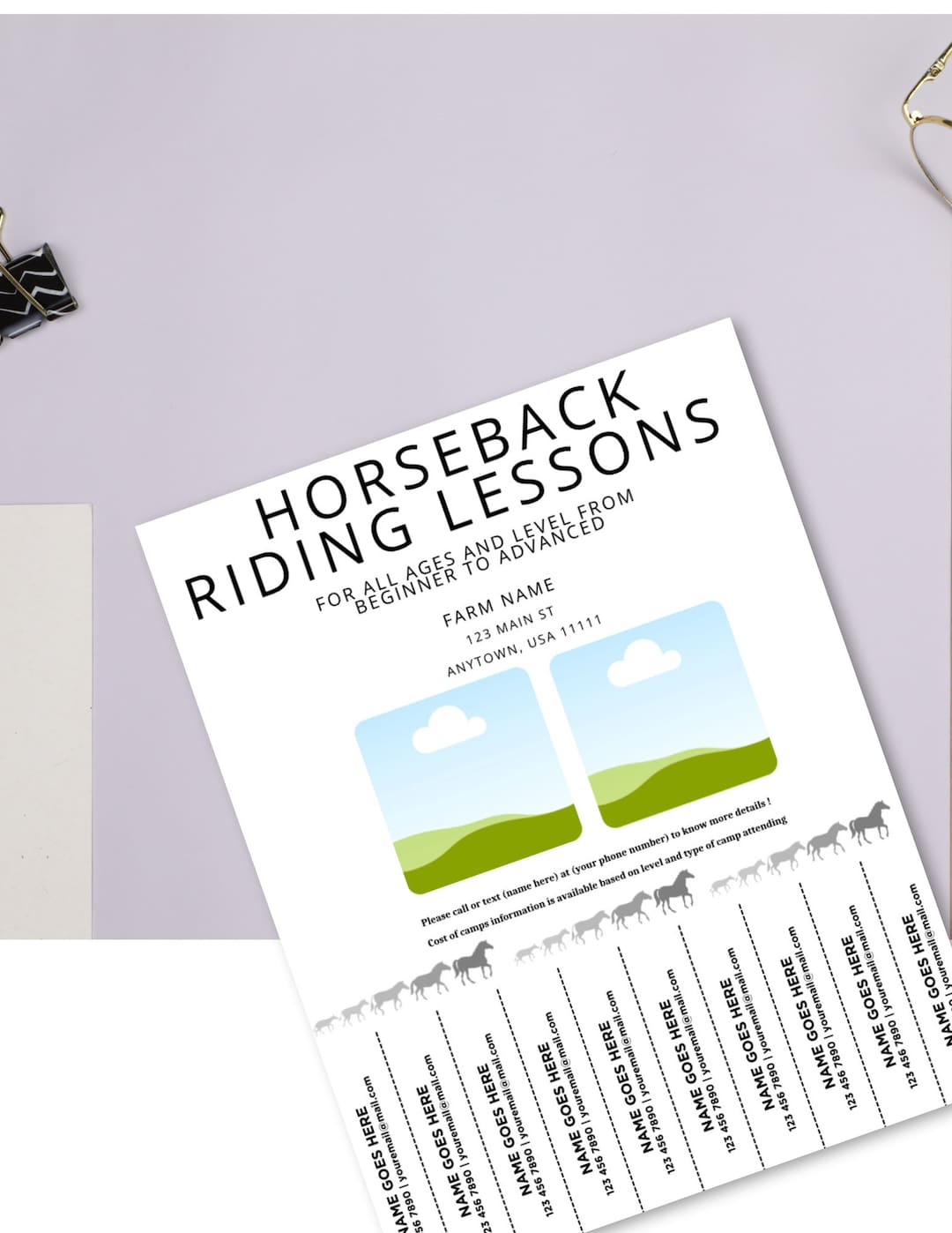 Horseback Riding Lessons Flyer Template,riding Lessons, Canva ...