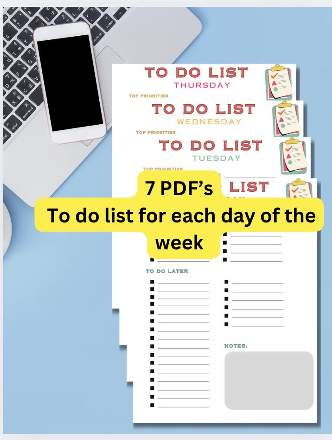 Printable to Do List for Each Day,daily Organizer,daily Planner Page ...