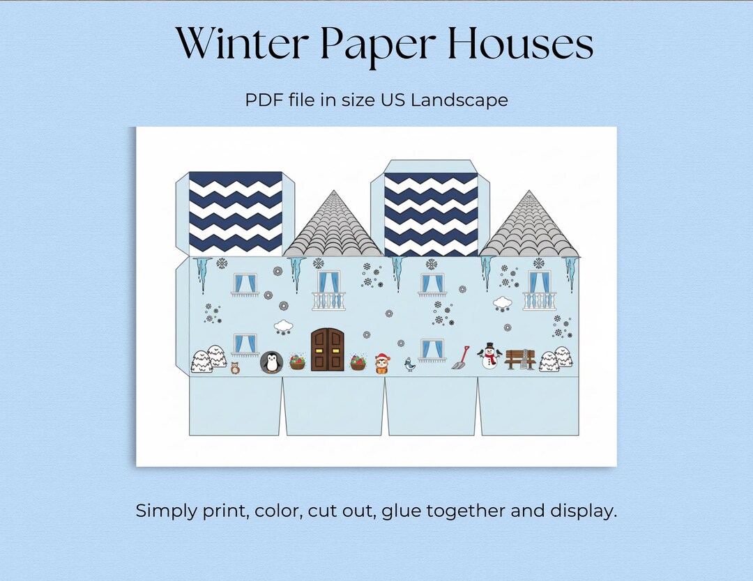 Winter Paper House Craft,printable Village Scene (PDF), Winter House ...
