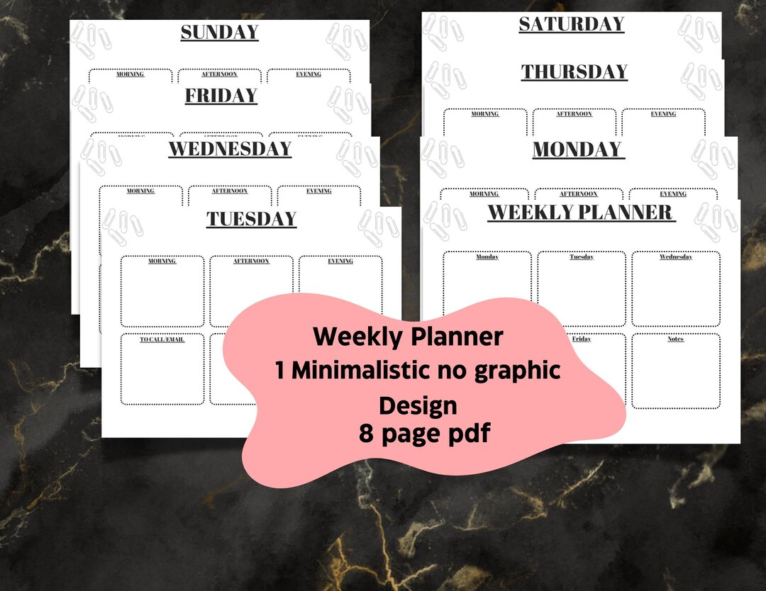 Minimalist Weekly Planner Printable,daily Schedule Organizer,weekly ...