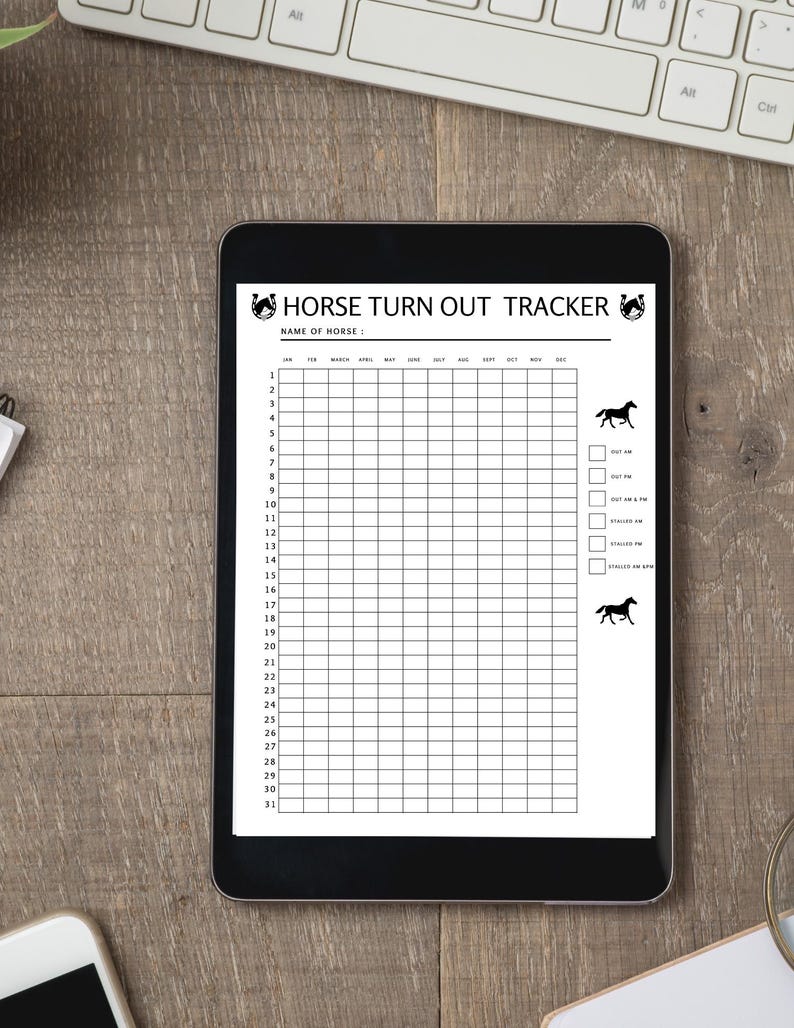 Horse Turnout Tracker,printable Equine Exercise Log,turnout Time, Horse ...