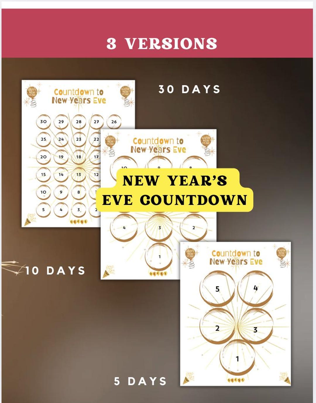 Countdown to New Year's Eve Calendars, Advent Calendar for New Years ...