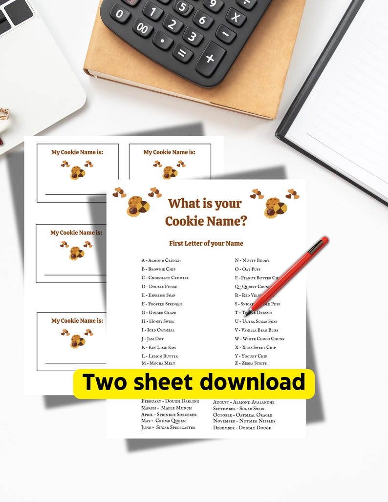 What is Your Cookie Name, Cookie Themed Name Game,cookie Party Game ...