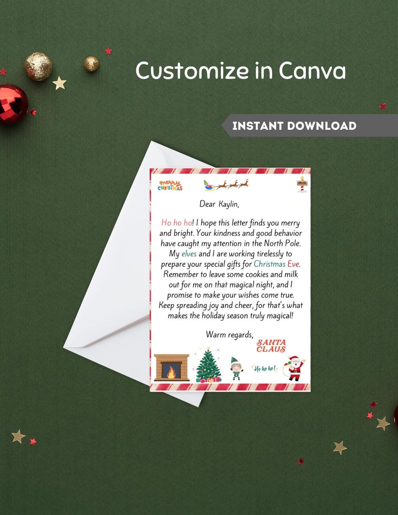 Letter From Santa, Editable Letter From Santa, Customize With Childs ...