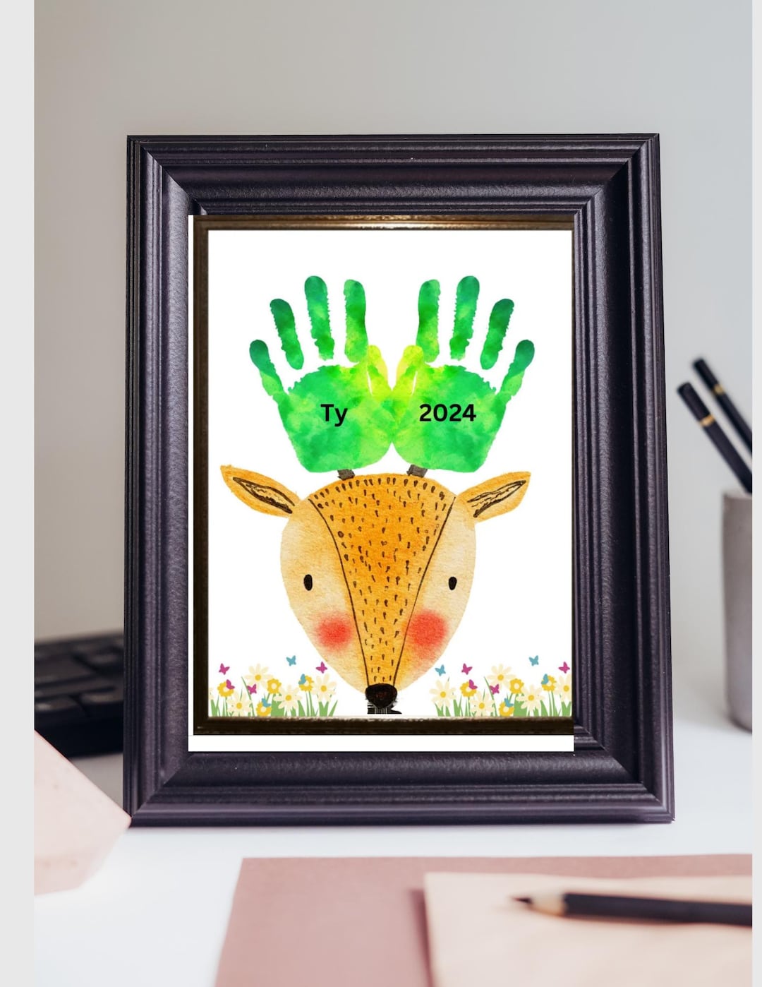 Handprint Art Craft Printable Deer Themed ,father/grandfather Diy Gift ...