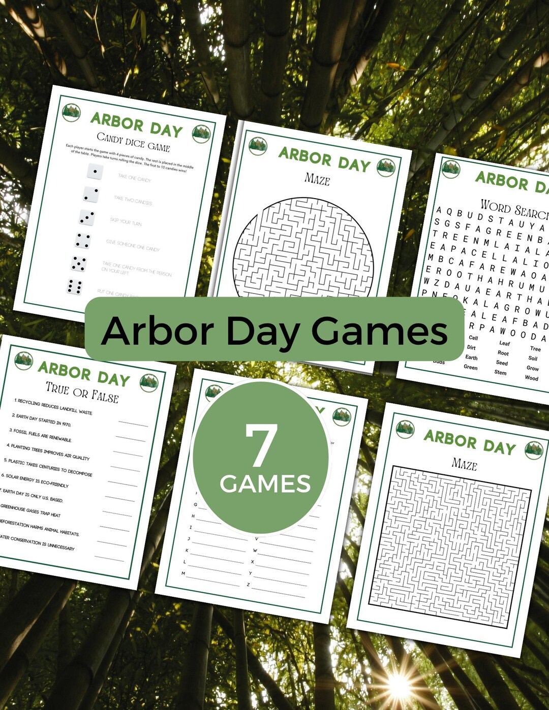Arbor Day Game Bundle,printable Activities, Worksheets, Arbor Day Games ...