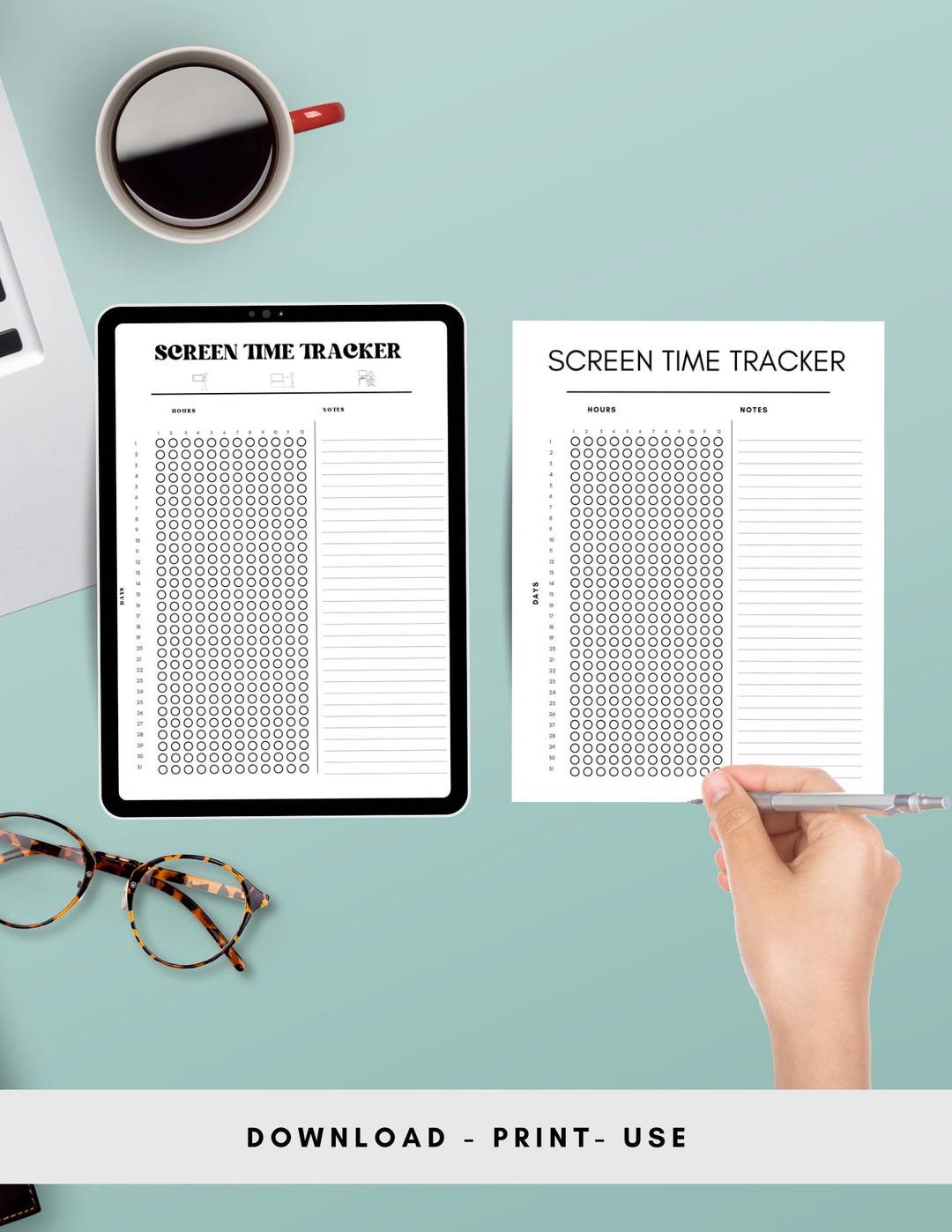 Monthly Screen Time Tracker,tracker, Printable Kids Screen Time ...