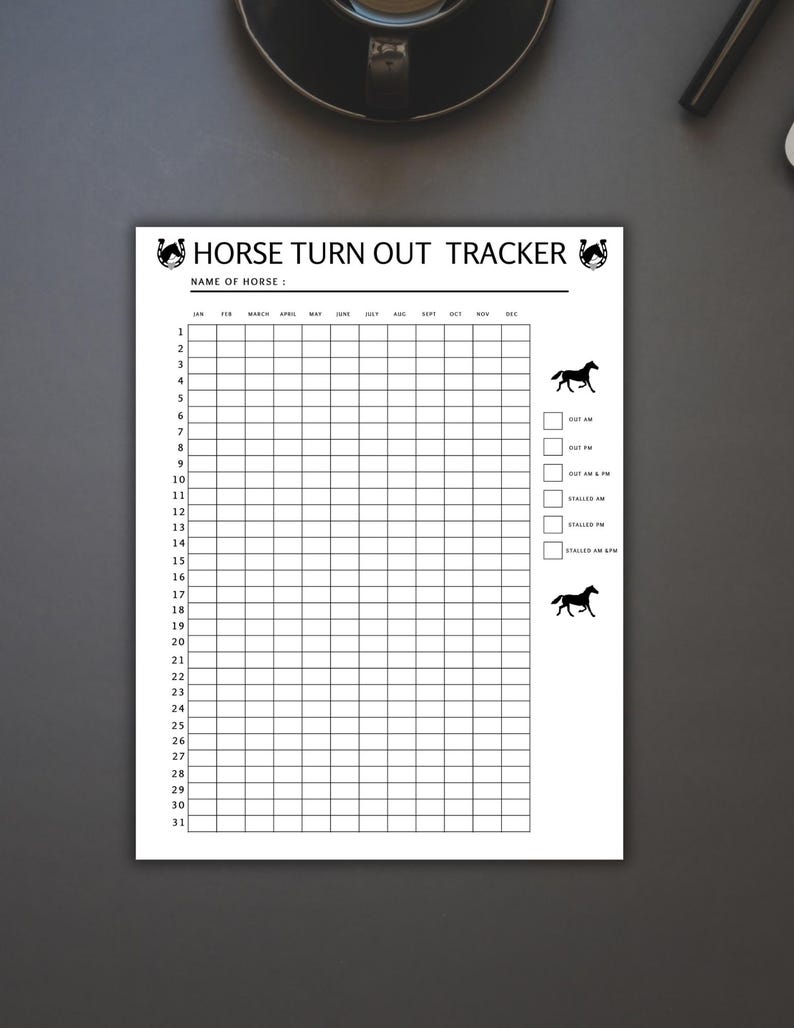 Horse Turnout Tracker,printable Equine Exercise Log,turnout Time, Horse ...