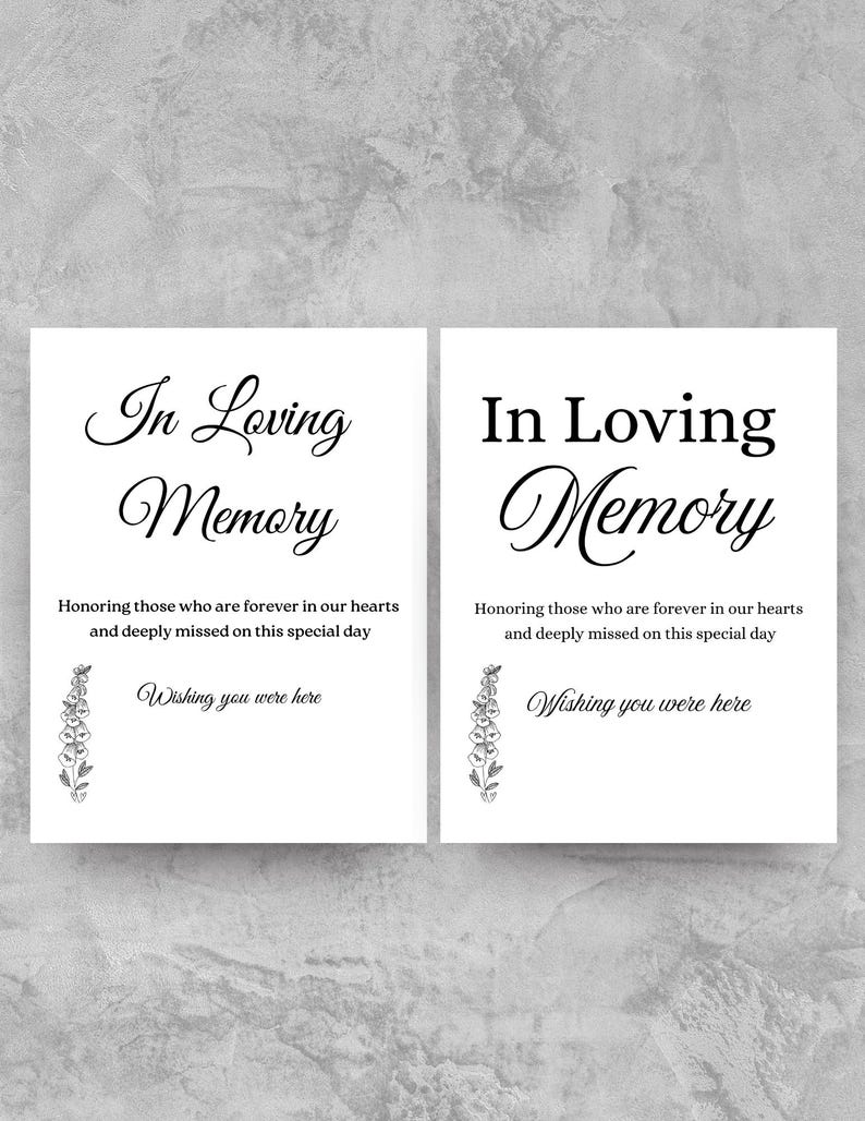 In Loving Memory Sign Printable,memorial Table Sign,celebration of Life ...