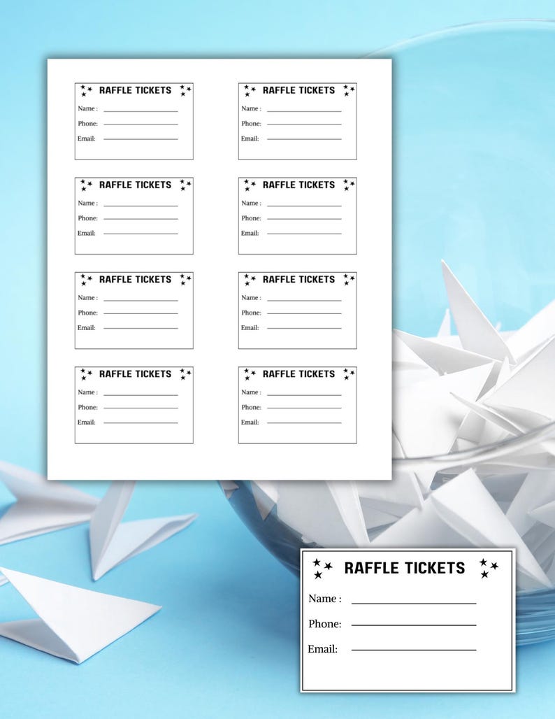 Printable Raffle Tickets,minimalist Design, 3 Sizes, Printable Enter to ...