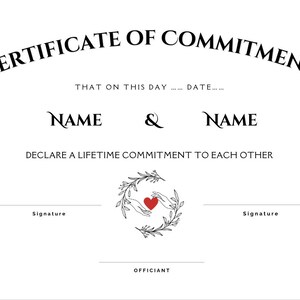 Wedding/commitment Ceremony Certificate - Etsy
