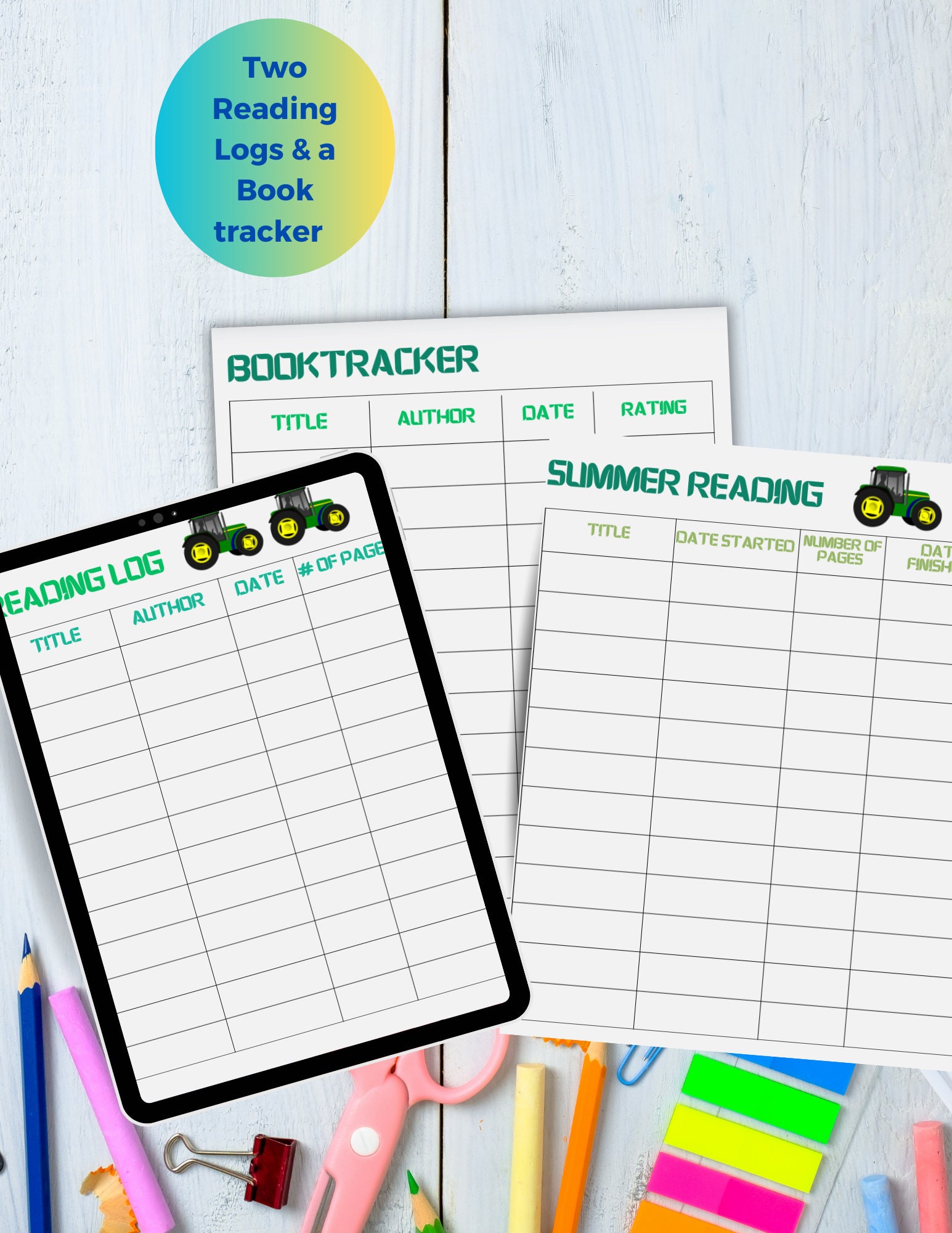 Printable Tractor Bookmarks for Kids, Tractor Themed Reading Challenge ...