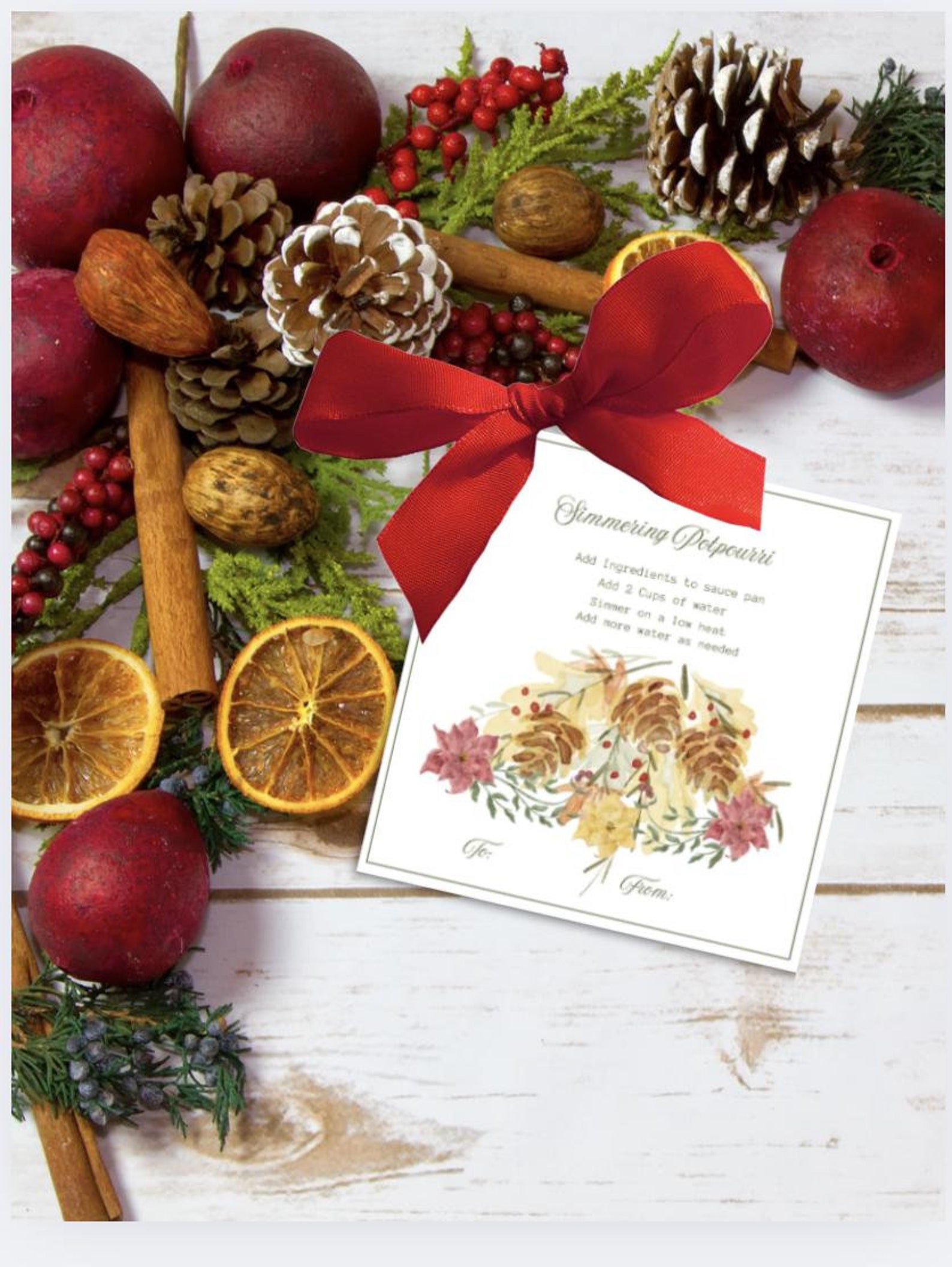 Printable Holiday Stovetop Simmering Potpourri Tag, Gift Idea for Staff ...