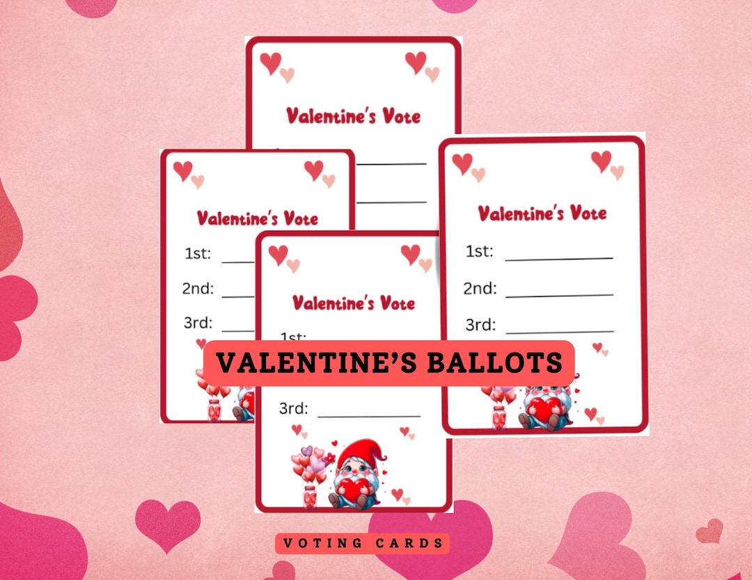 Valentine Voting Ballot Cards: Holiday Party Game (PDF), Valentines Day ...