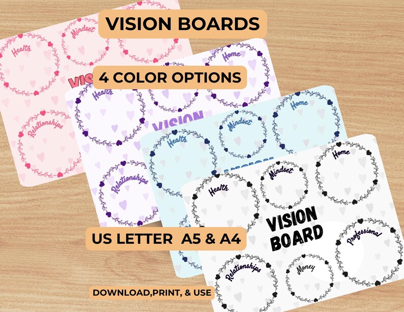 Printable Vision Board Guide, Vision Board Kit, Manifestation Journal ...