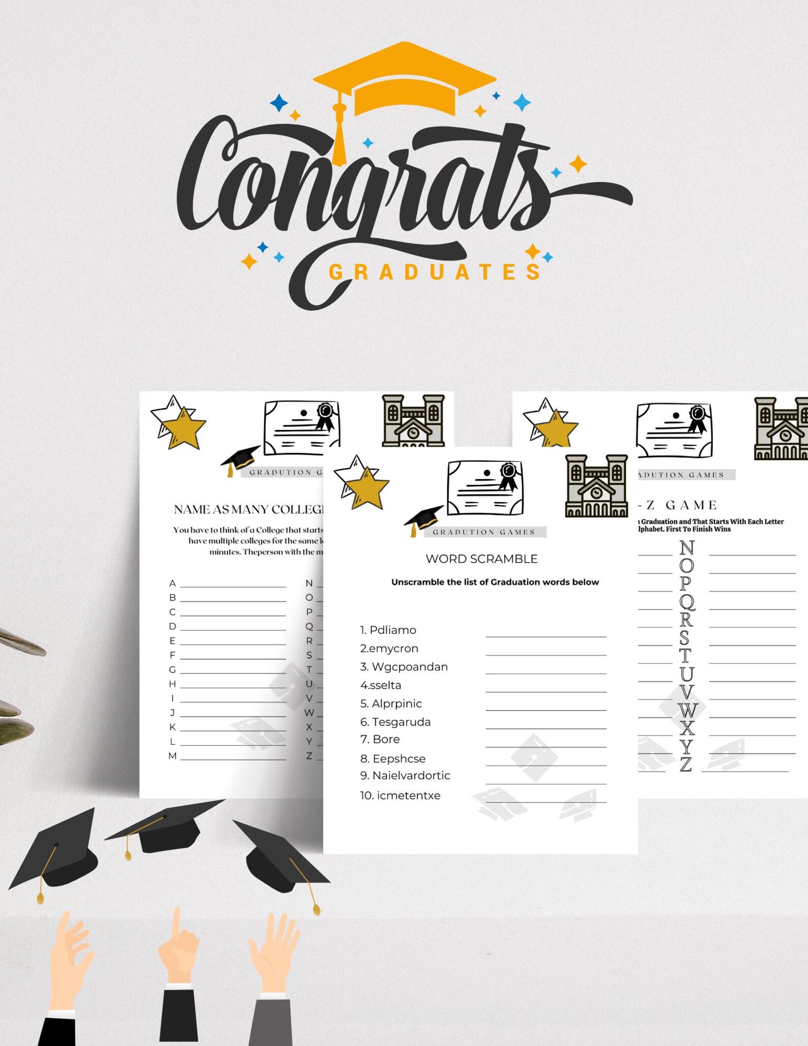 Printable Graduation Games: Graduation Games Bundle – Fun & Easy ...