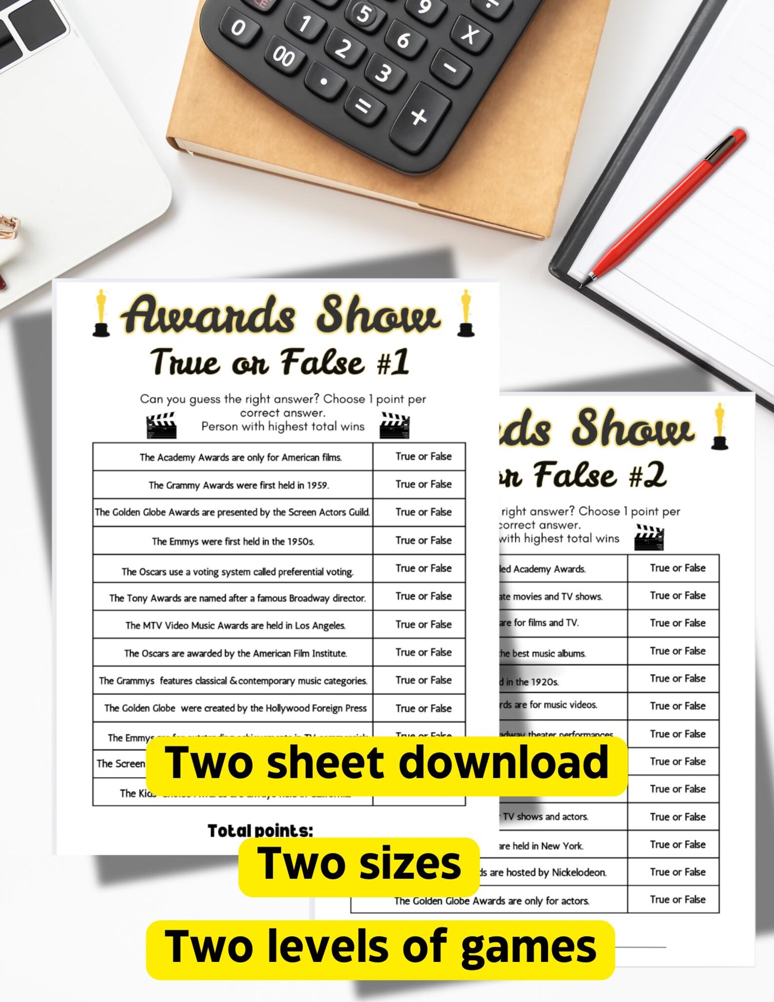 Awards Show True or False Trivia Game, Awards Trivia Game, Kids and ...