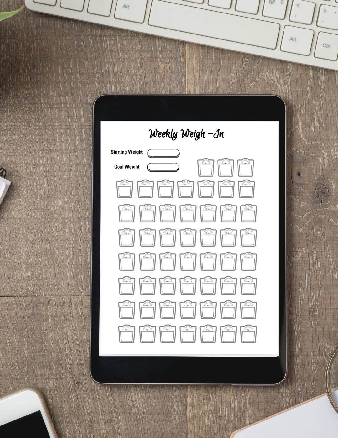 Weekly Weigh- in Tracker, Weight Losstracker, Fitness Tracker, 52 Week ...