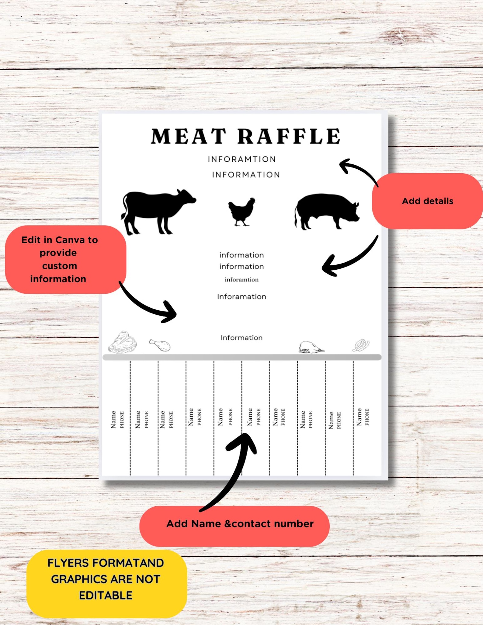 Editable Meat Raffle Flyer Template: Printable Fundraiser Poster ...