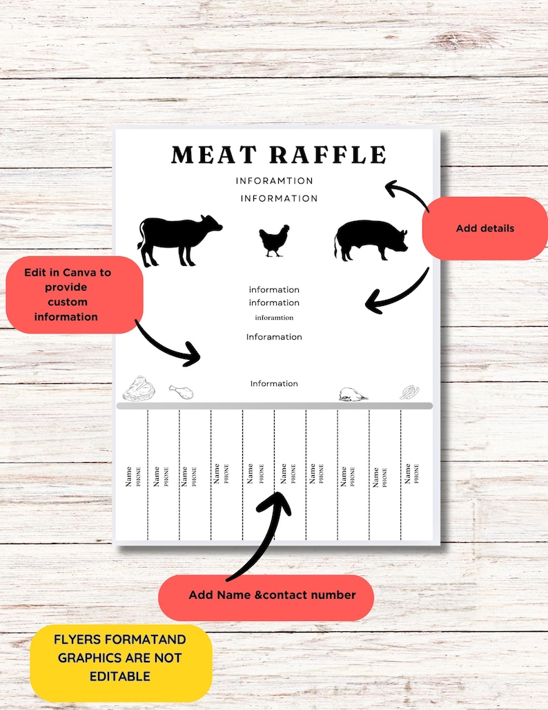 Editable Meat Raffle Flyer Template: Printable Fundraiser Poster ...