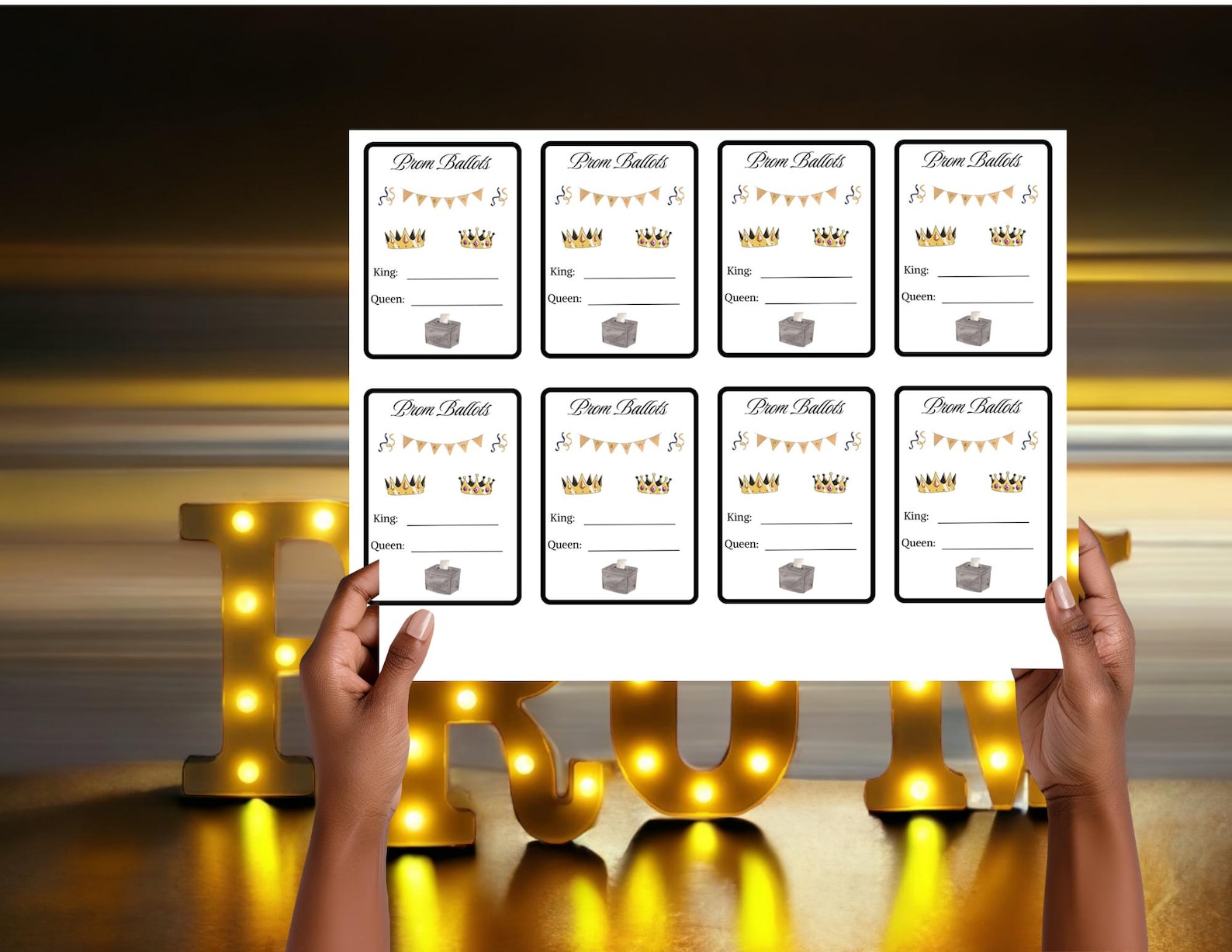 Prom King & Queen Voting Ballots: Printable Voting Cards (PDF), Prom ...