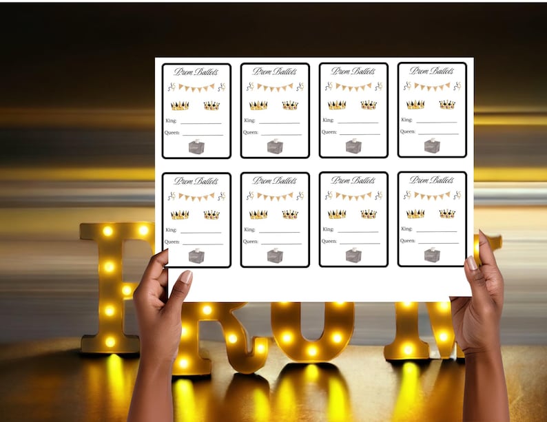 King/queen of the Prom Ballots,voting Ballots, Voting Cards Printable ...