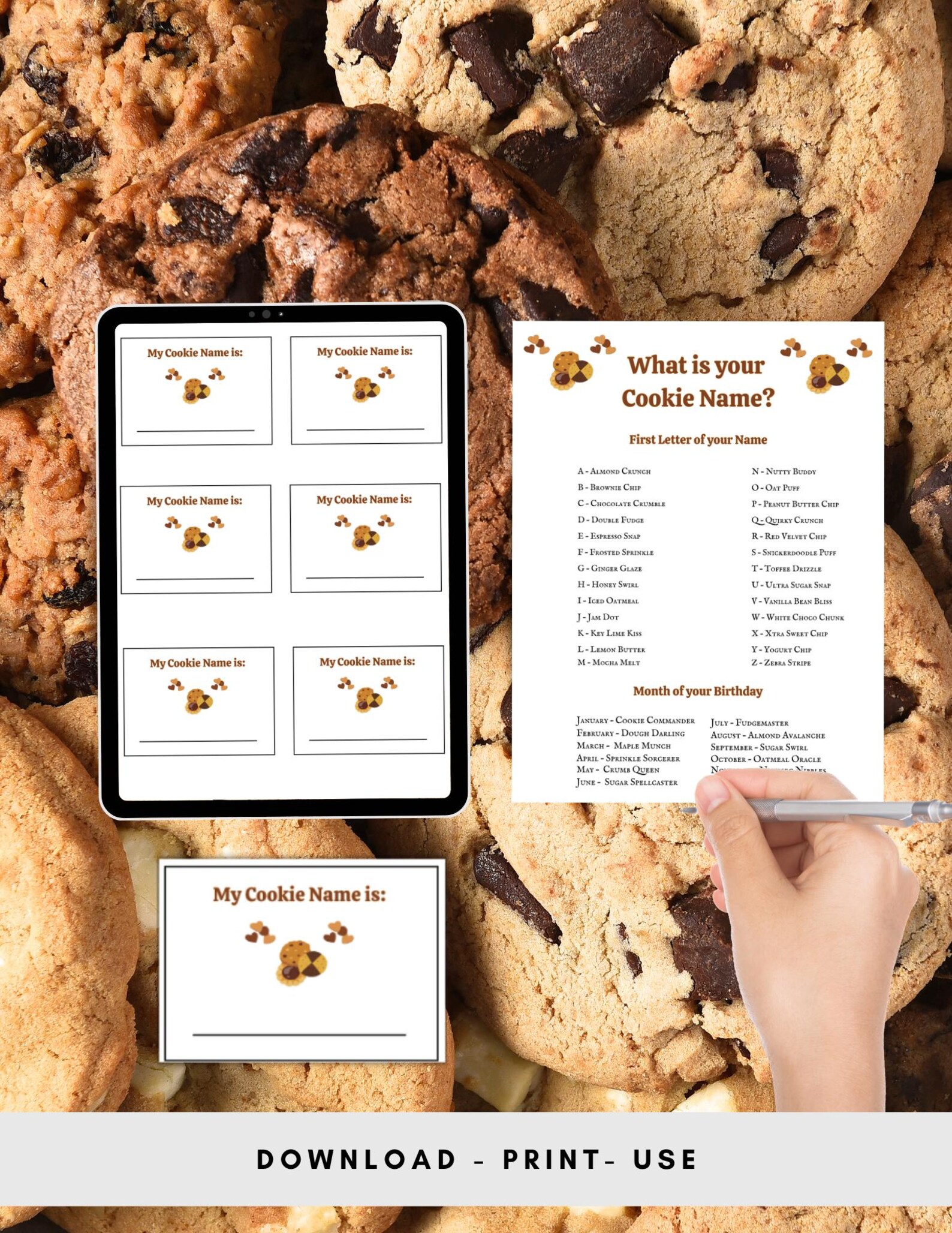 What is Your Cookie Name, Cookie Themed Name Game,cookie Party Game ...