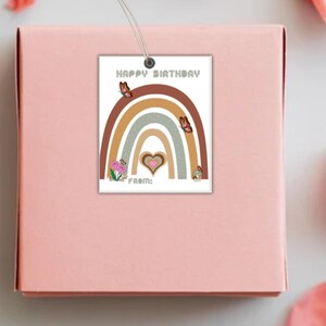 Retro Rainbow Happy Birthday Tag for Gifts and Goodies, Rainbow Gift ...