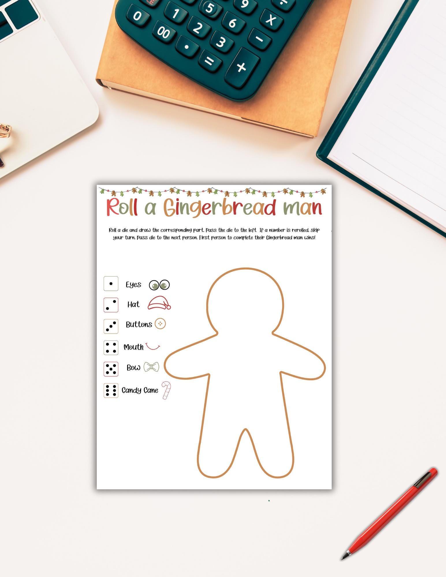 Christmas Roll a Gingerbread Man Candy Dice Game,fun Holiday Dice ...