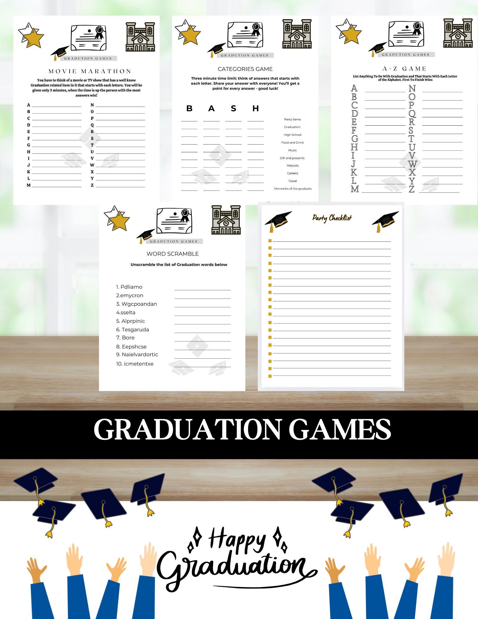 Printable Graduation Games: Graduation Games Bundle – Fun & Easy ...