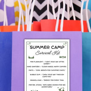 Summer Camp Survival Kit Tag Printable,favor Tags,printable Adventure ...
