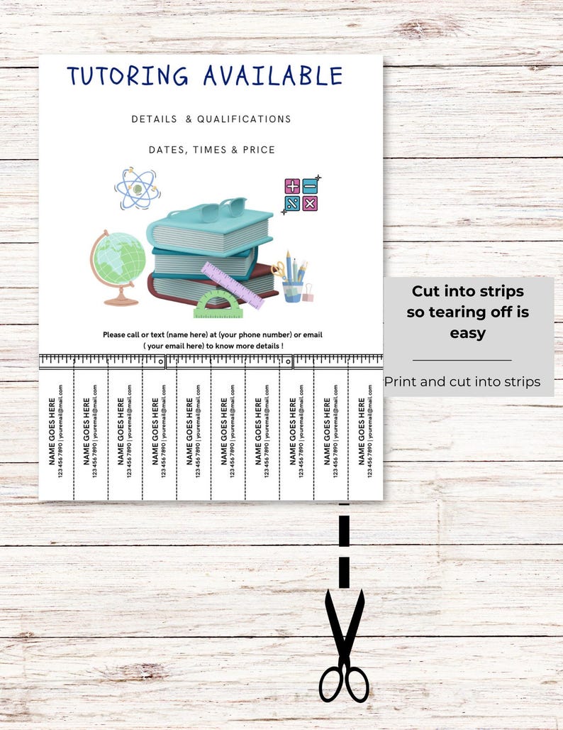 Tutoring Advertisement Flyer Poster Tear Away Ad,academic Teacher and ...