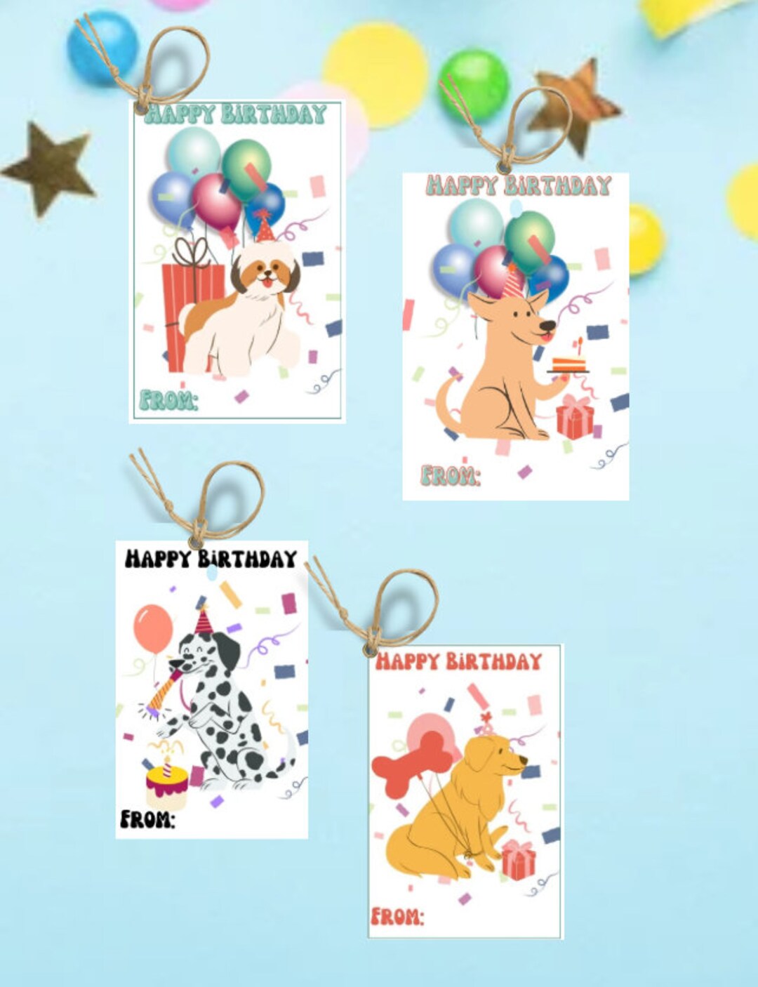 Printable Dog Birthday Gift Tags, Puppy Party Favors,puppy Party Favor ...