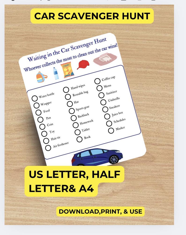 Printable Car Scavenger Hunt,fun Car Activities for Kids Keep Them Busy ...