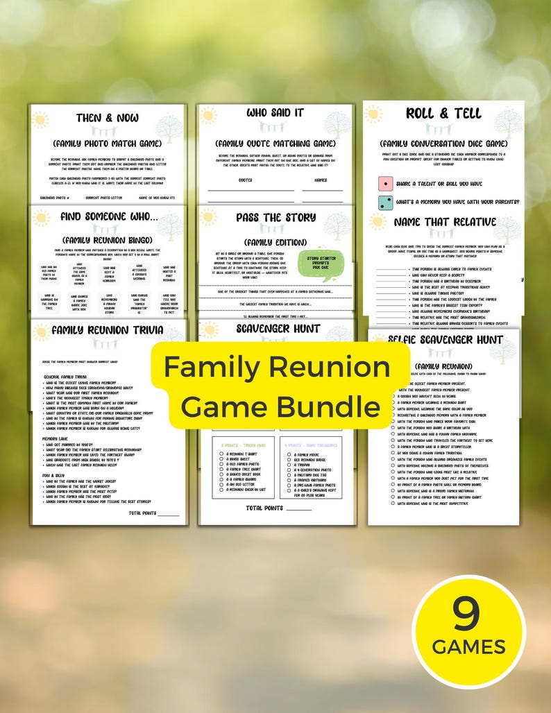 Family Reunion Game Bundle: Family Reunion Games – Printable Game Set ...