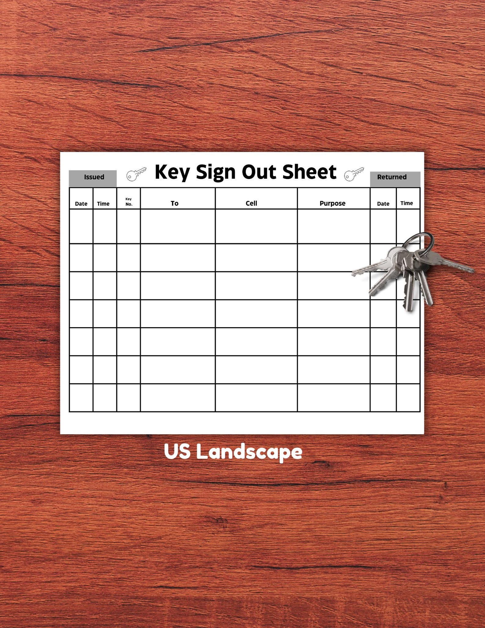 Key Sign Out Sheet & Master Key Log (PDF Download) - Etsy