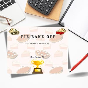 Pie Contest Awards Certificate Bundle: Printable Baking Competition Kit ...