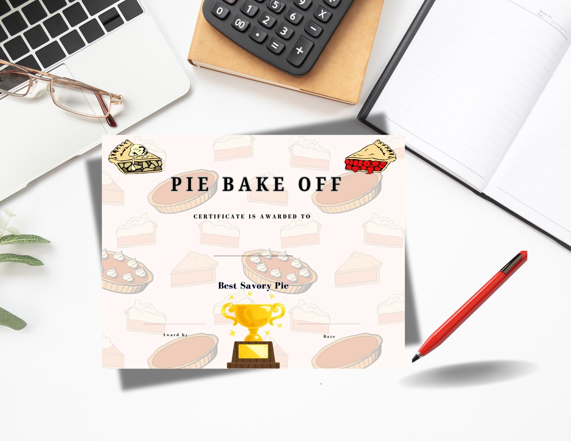10 Pie Competition Awards Certificate Bundle,pie Contest Kit, Pie ...