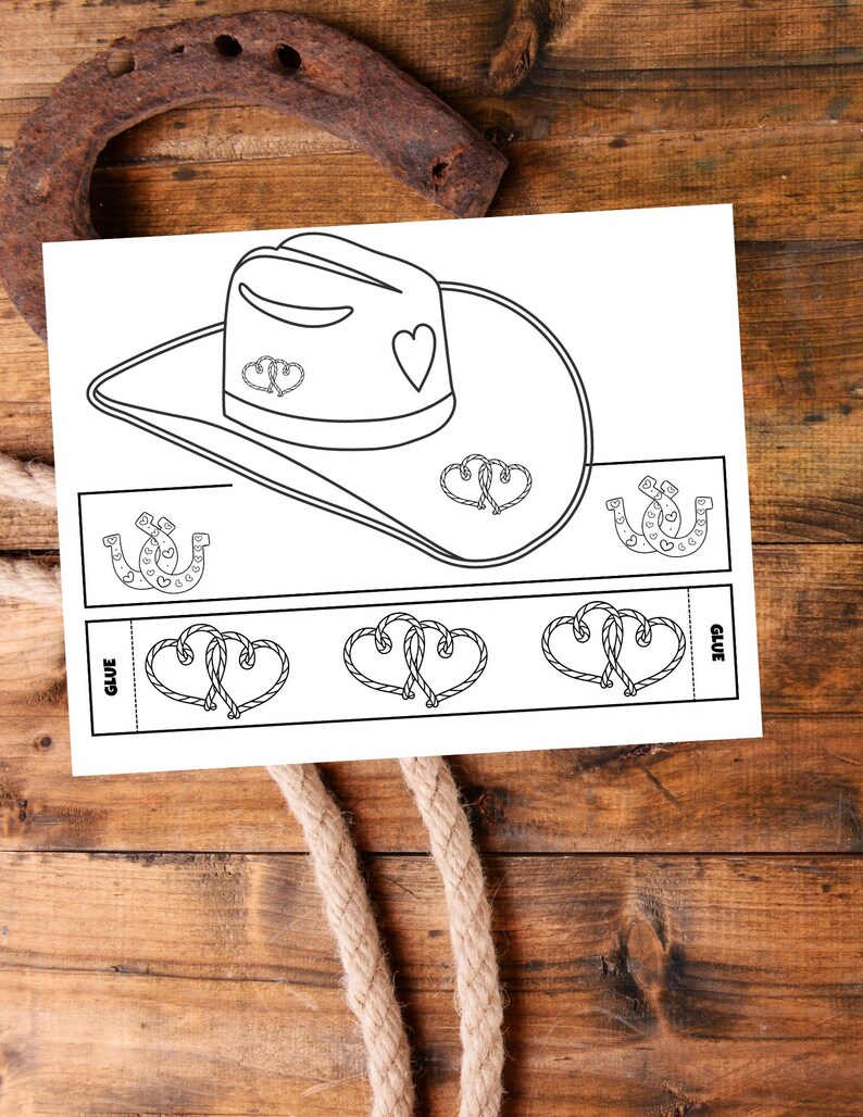 Printable Cowboy/cowgirl Hat Paper Crown: Kids Coloring Craft (PDF ...