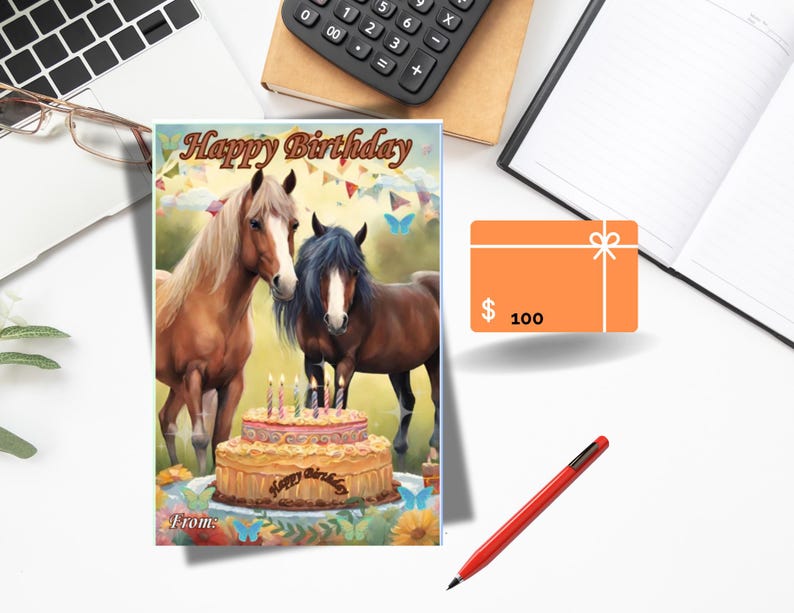 Printable Happy Birthday Gift Card Holder for the Equestrian,horse ...