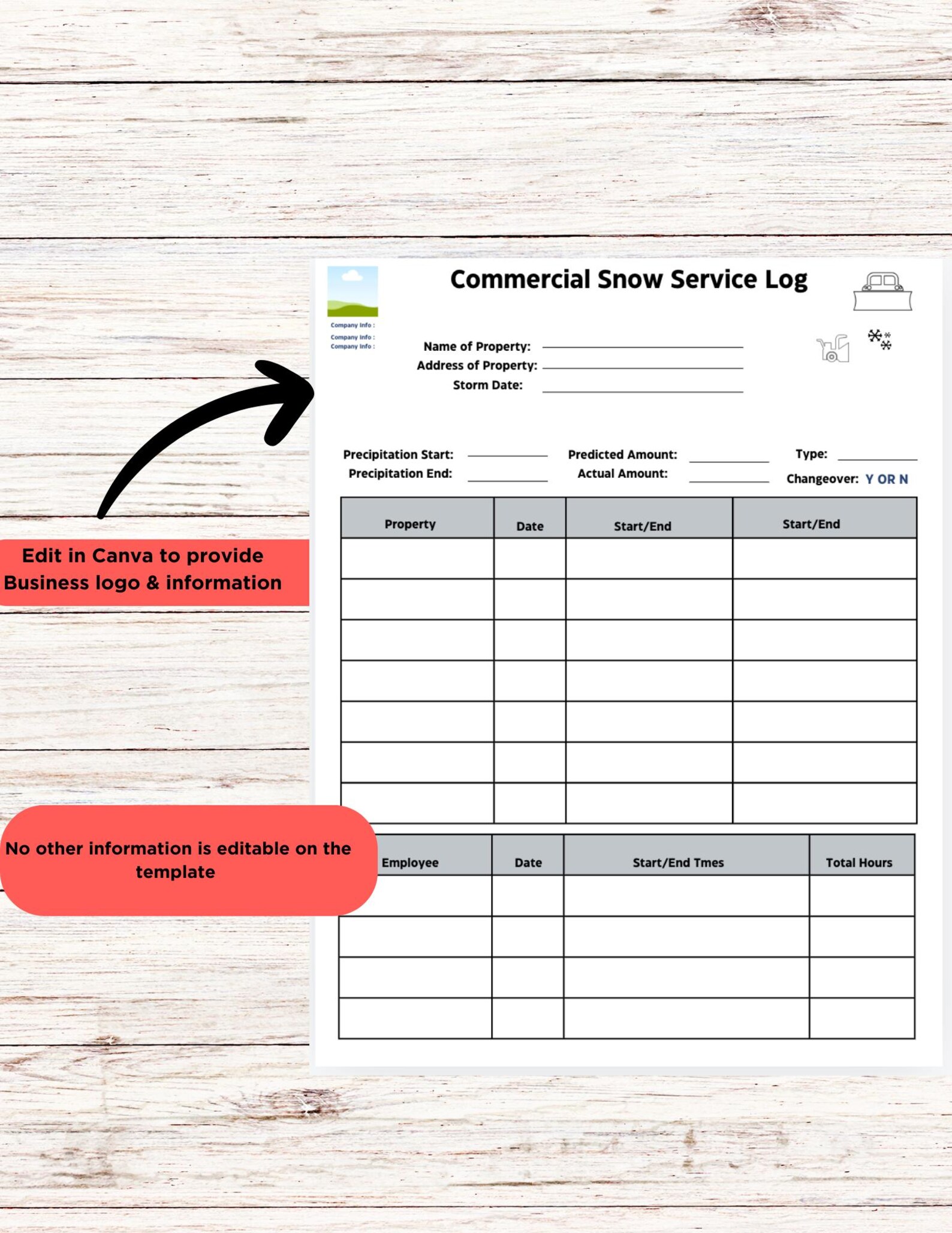 Snow Removal Business Bundle,snow Plowing Trackers, Payroll, Inventory ...