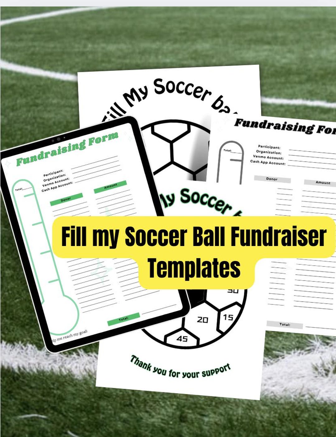 Soccer Team Fundraiser Template Bundle: Fill-my-ball, Tracker (canva ...